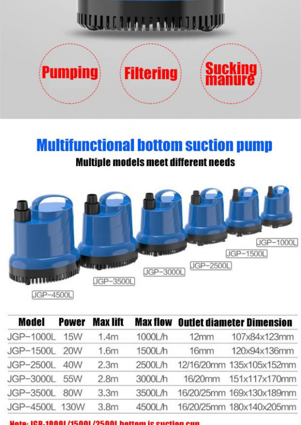 SUNSUN JGP Submersible Pump Aquarium Suction Pump Bottom Filter Silent ...